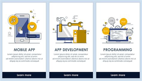평면 디자인 응용 프로그램 개발 및 프로그래밍 응용 프로그램 화면입니다 최신 사용자 인터페이스 Ux Ui 화면 모바일 스마트 폰