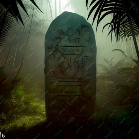 Premium Ai Image An Ancient Cryptic Artifact In Forest With Faint Symbols