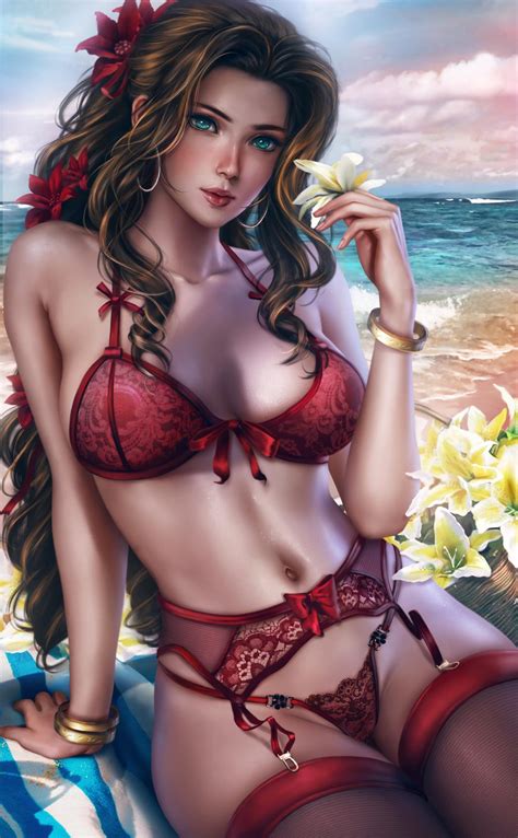 rule 34 aerith gainsborough bedroom eyes big breasts bra brown hair female female only final
