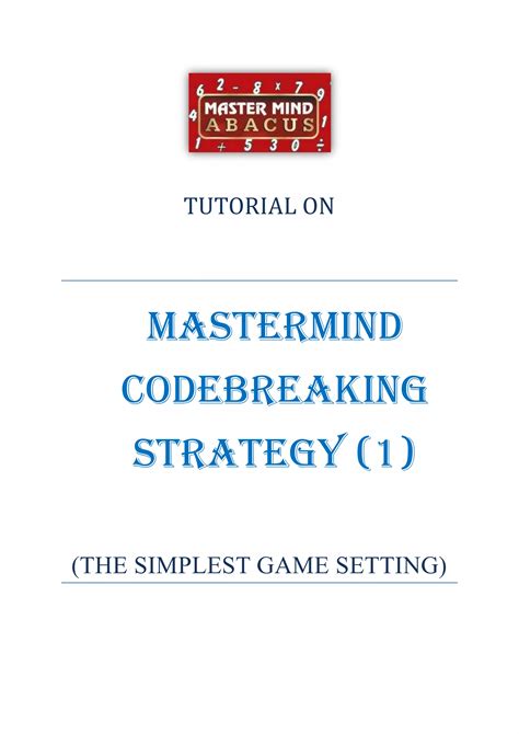 tutorial on mastermind codebreaking strategy docx