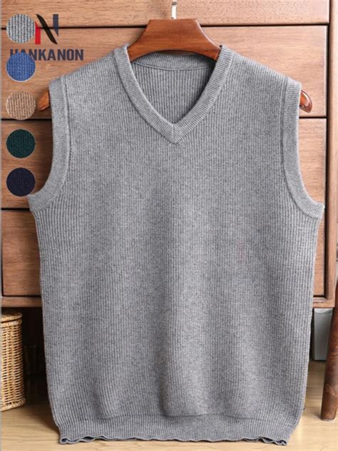 남성용 두꺼운 V넥 민소매 니트 조끼 안티 필링 니트 조끼 주괴 바늘 자카드 단색 스웨터 조끼 핸드폰닷컴