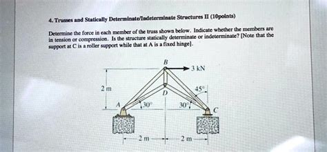 Trusses And Statically Determinateindeterminate Structures Ii 10 Points Determine The Force