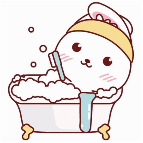 Cat Brushing Teeth In Bathtub Take A Bath Relax  Tub  Time