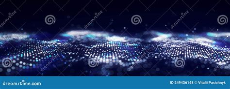 Dynamic Particle Wave Futuristic Point Wave Flow Digital Structure Data Technology Background