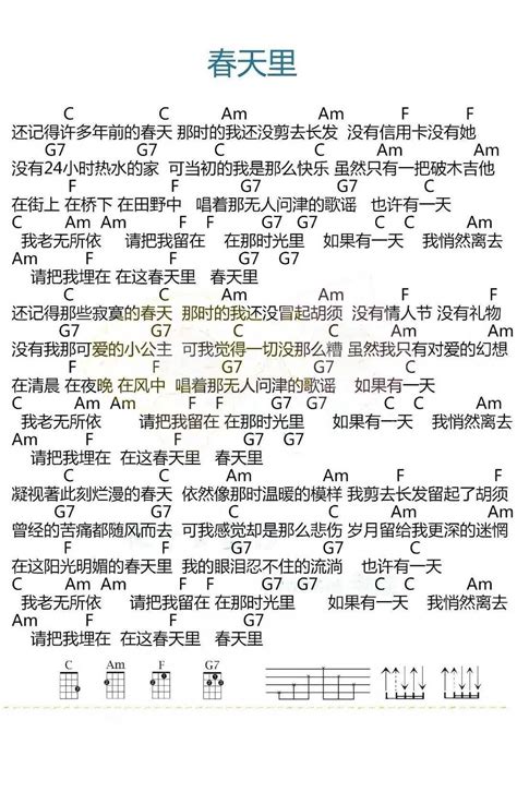 春天里尤克里里谱 汪峰 请把我埋在 在这春天里 看琴谱网