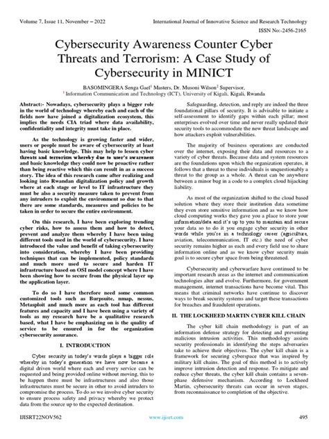 Cybersecurity Awareness Counter Cyber Threats And Terrorism A Case