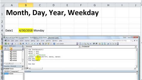 Excel Vba Basics 25 Extract The Day Weekday Month Year From A Date How To Use Dateserial