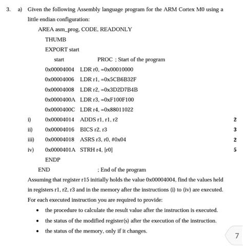 Solved 3 A Given The Following Assembly Language Program