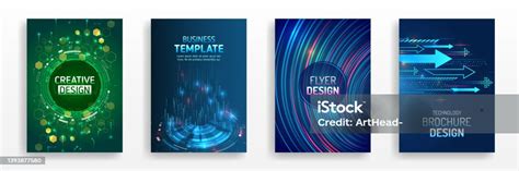 프리젠 테이션 포스터 전단지 연례 보고서 A4 크기를위한 미래 지향적 인 레이아웃 하이테크 스타일의 추상 벡터 템플릿 기술 요소와 데이터 시각화를 사용한 현대적인 커버