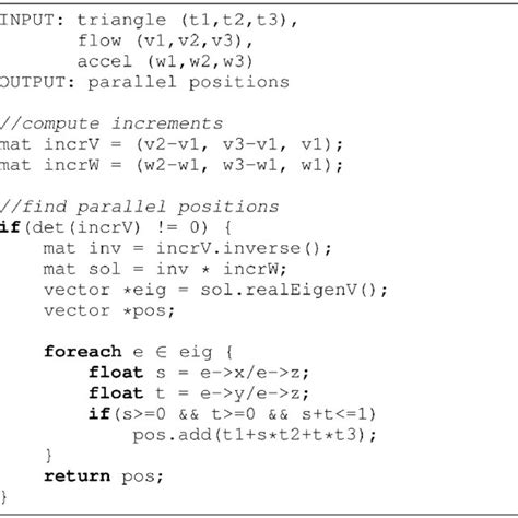 Pseudocode Of The Parallel Vectors Operator On A Triangle If The Download Scientific Diagram