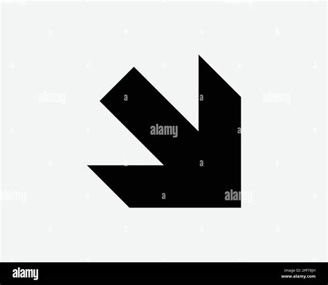Right Bottom Arrow Pointing Point Direction Downwards Black White Silhouette Sign Symbol Icon