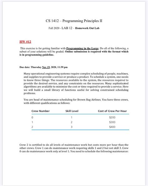 Cs 1412 Programming Principles Ii Fall 2020 Lab
