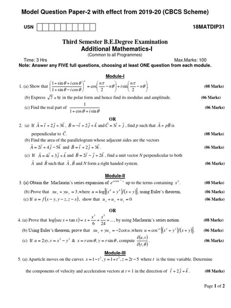 Dipmaths Jan 2020 Model Question Paper Pdf Calculus Mathematical