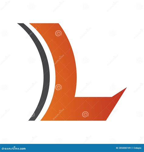 Orange And Black Concave Lens Shaped Letter L Icon Stock Vector