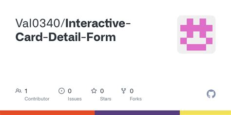 Github Val Interactive Card Detail Form