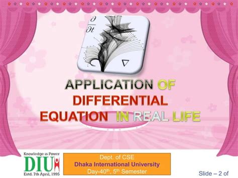 Application Of Differential Equation In Real Life Pptx