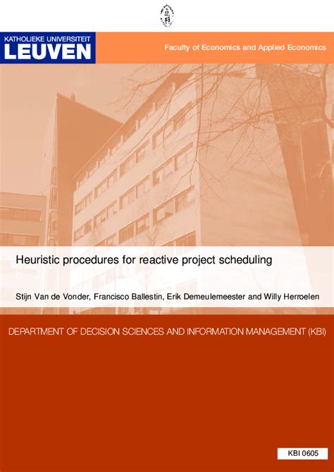 Pdf Heuristic Procedures For Reactive Project Scheduling Willy Herroelen