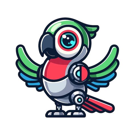 Premium Vector Cute Icon Character Parrot Cyborg