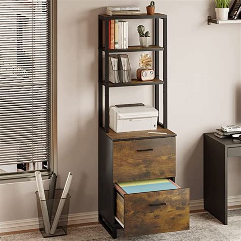 Stylish 2 Drawer File Cabinet With Bookshelf