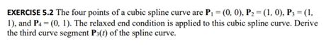 Solved EXERCISE The Four Points Of A Cubic Spline Curve Chegg