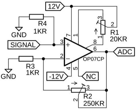 Schematic Circuit Of Operational Amplifier Op07 Installed In The