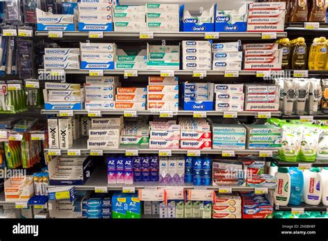 Italy February 5 2023 Various Types And Brands Of Toothpaste