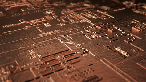 반사와 빛이 있는 회로 금속 기판의 매크로 보기 미래와 기술 개념 3d 렌더링 일러스트레이션 3차원 인쇄에 대한 스톡 사진 및 기타 이미지 Istock