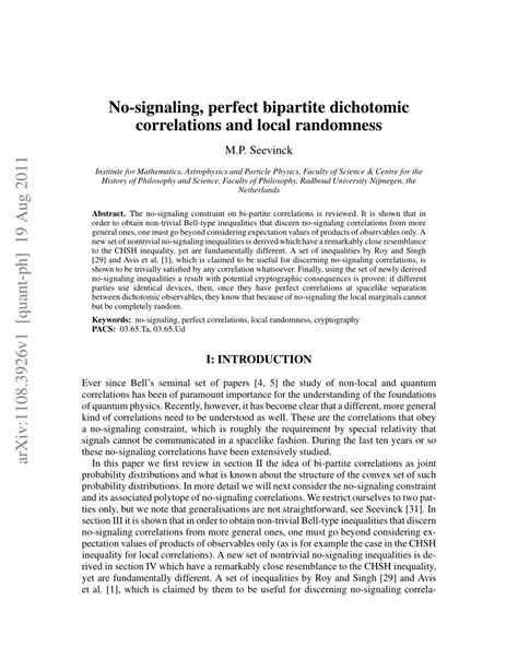 Pdf No Signaling Perfect Bipartite Dichotomic Correlations And Local Randomness