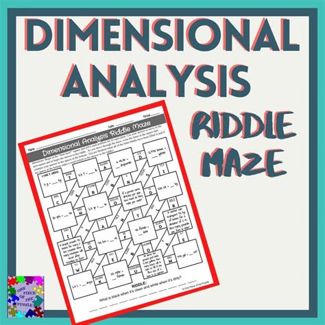 Dimensional Analysis Unit Conversions Riddle Maze By One Piece Of The Puzzle