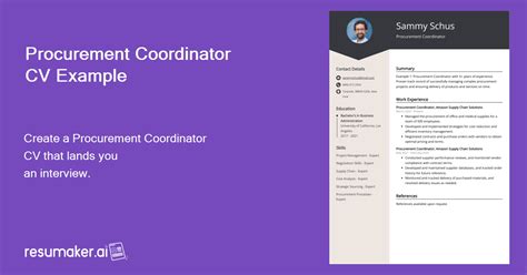 Procurement Coordinator Cv Examples Template And 20 Tips