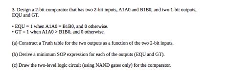 Solved Design A 2 Bit Comparator That Has Two 2 Bit Inputs