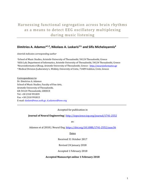Pdf Harnessing Functional Segregation Across Brain Rhythms As A Means