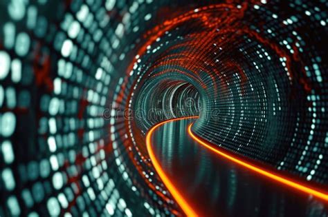 A Tunnel Illuminated By A Vibrant Red Light Creating A Striking Visual