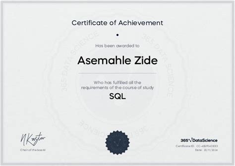 Im Happy To Share That Ive Obtained A New Sql Certification Certificate Of Completion Sql