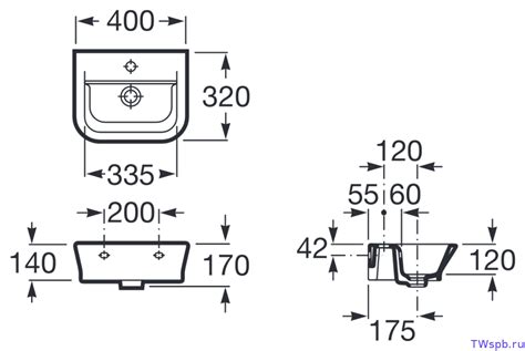 Маленькая раковина, размер 40х32 см, прямоугольная, Roca The Gap ...