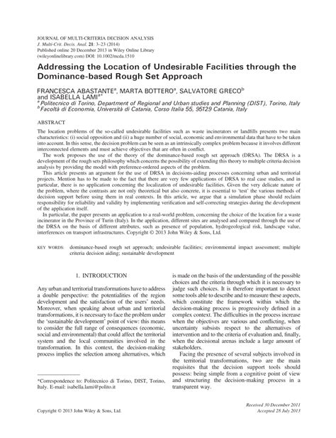 Pdf Addressing The Location Of Undesirable Facilities Through The