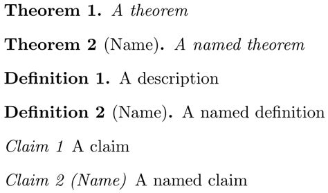 Environments Theorem Without Bold TeX LaTeX Stack Exchange