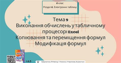 Тема 9 Розділ 6 Виконання обчислень у табличному процесорі Excel Копіювання та переміщення