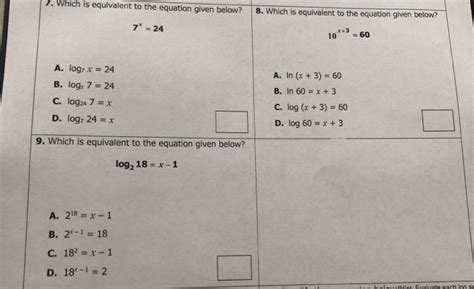 Solved 1 Which Is Equivalent To The Equation Given Below Chegg Com