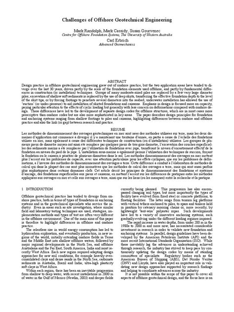 Challenges Of Offshore Geotechnical Engineering Pdf Pdf Deep Foundation Strength Of Materials