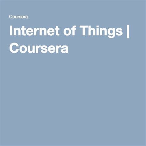 Internet Of Things Coursera