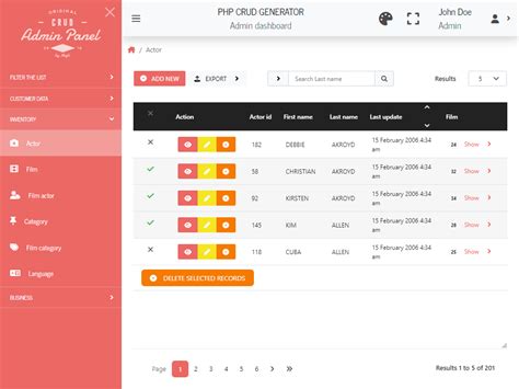 Php Crud Generator Mysql Database Admin Panel Creation