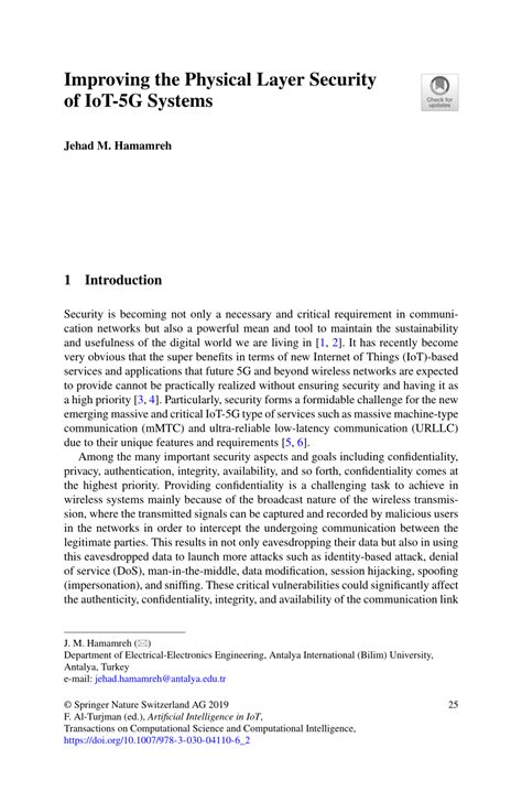 Pdf Improving The Physical Layer Security Of Iot 5g Systems