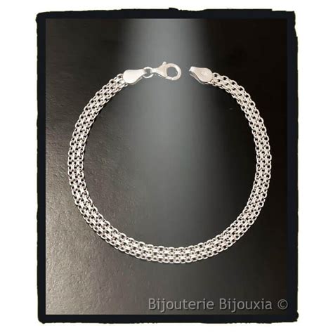Bracelet Maille Souple Ajourée En Argent Massif 925000 Rhodié