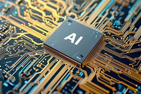 마이크로프로세서 Ai 회로 라인 네트워크 회로 라인 인공 지능의 3d 그림 프리미엄 사진