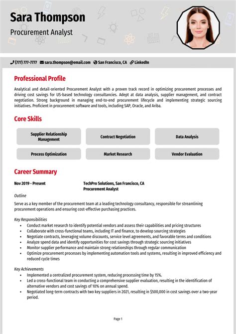 Procurement Analyst Resume Example And Guide Get Hired