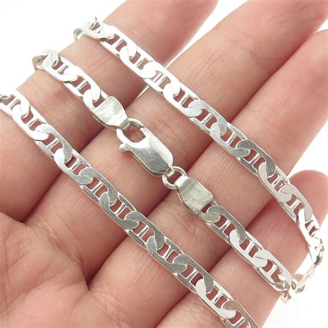 925 Sterling Silver Mariner Anchor Chain Necklace 24 Etsy