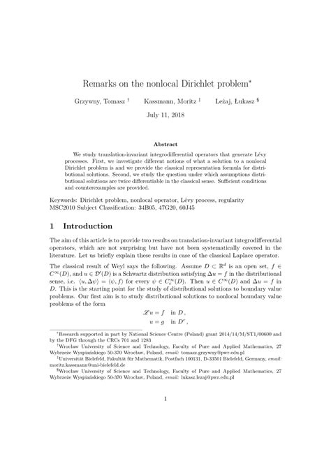 pdf remarks on the nonlocal dirichlet problem