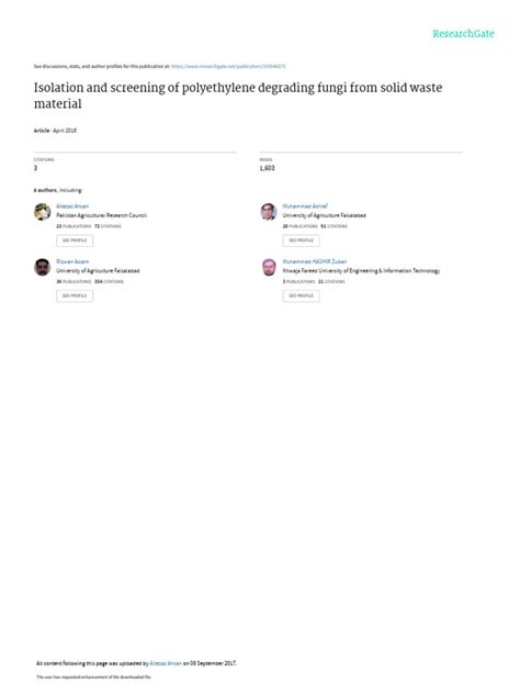 Isolation And Screening Of Polyethylene Degrading Fungi From Solid Pdf