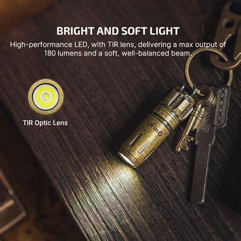 Olight I18 Rechargeable Keychain Led Flashlight 180 Max Lumens 87th Anniversary Brass Body